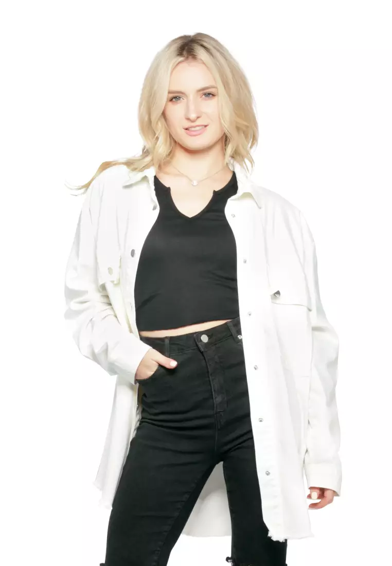 Buy London Rag Off White Oversized Long Sleeve Shacket Online | ZALORA ...