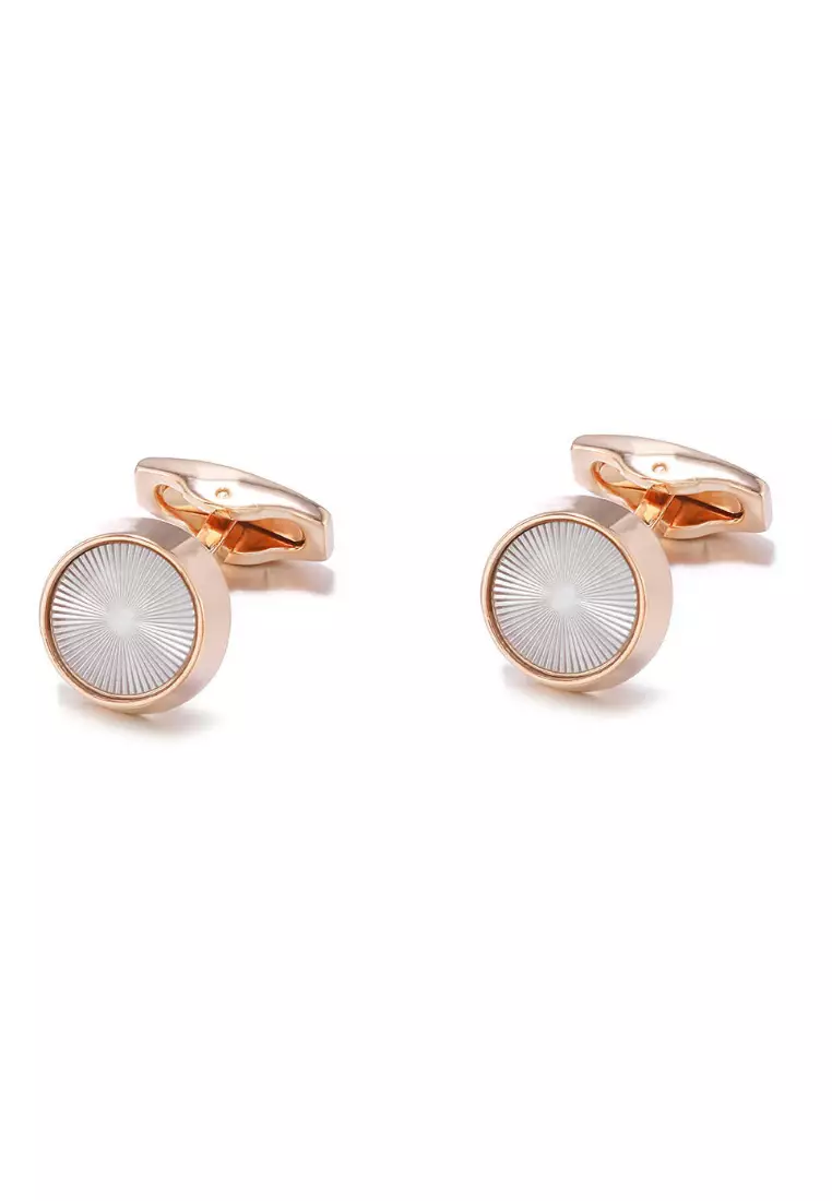 Buy Kings Collection Rose Gold Geometric Pattern Cufflinks (KC10227 ...