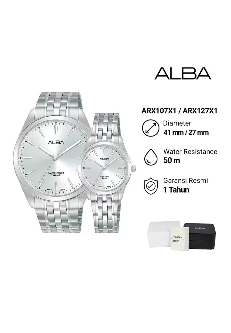 Jual Alba Alba Jam Tangan Analog Couple Silver Stainless Steel Case ...