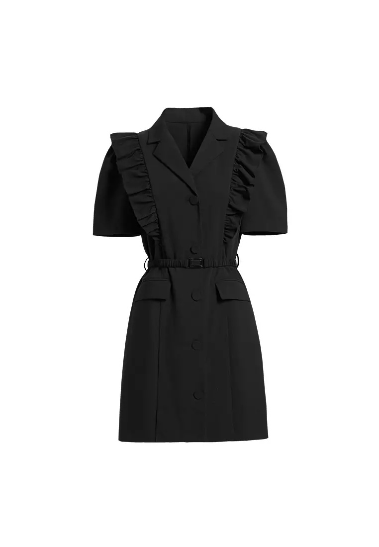 Buy Hopeshow Single Breasted Summer Formal Ruffle Midi Dress Online
