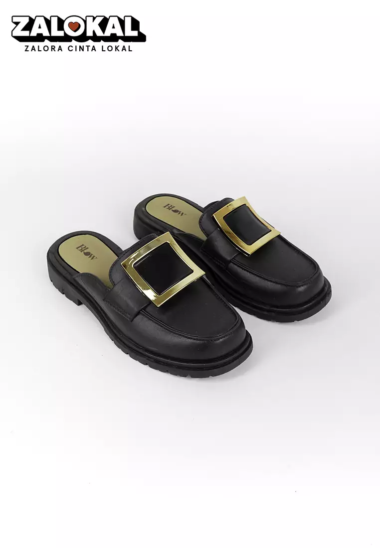 Jual Blow Blow BLWWI 0029 DX-1618 Fiona Mules Sandals Full Rubber Heels ...