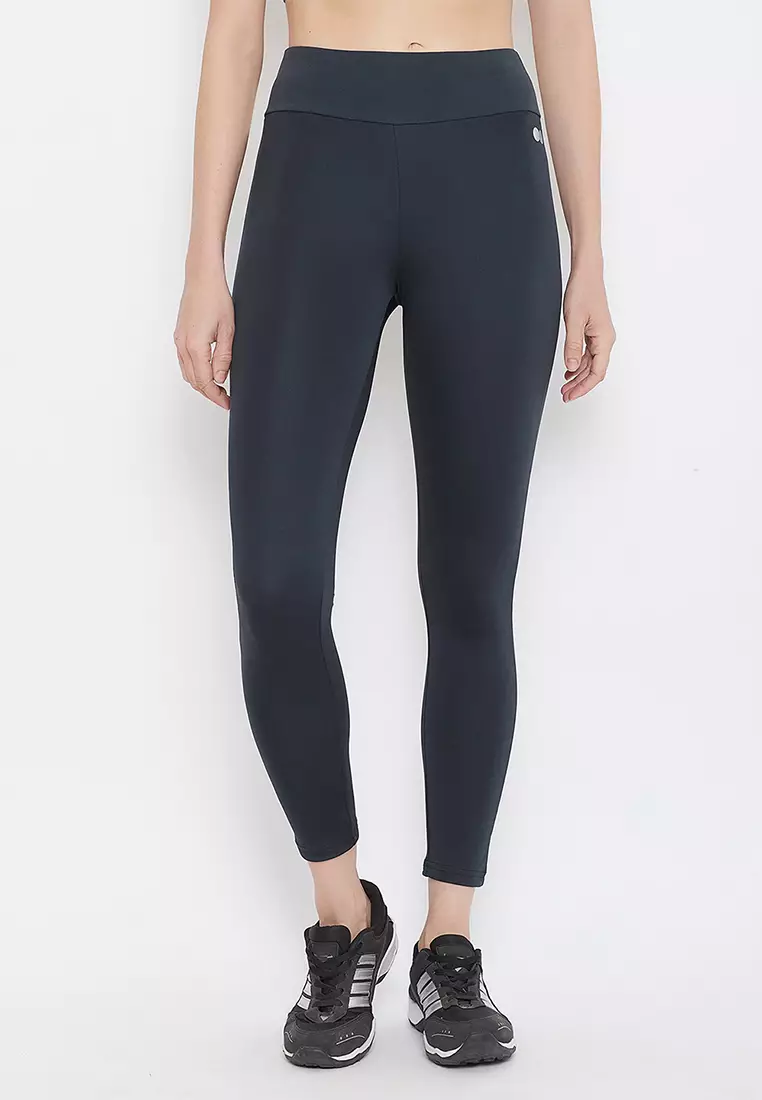 Buy Clovia Clovia Snug Fit Active High-Rise Ankle-Length Tights in Navy ...