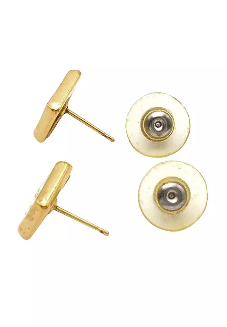 Buy Chanel Pre-Loved Chanel Gold Plated Logo Bullet Back Earrings 2026 ...