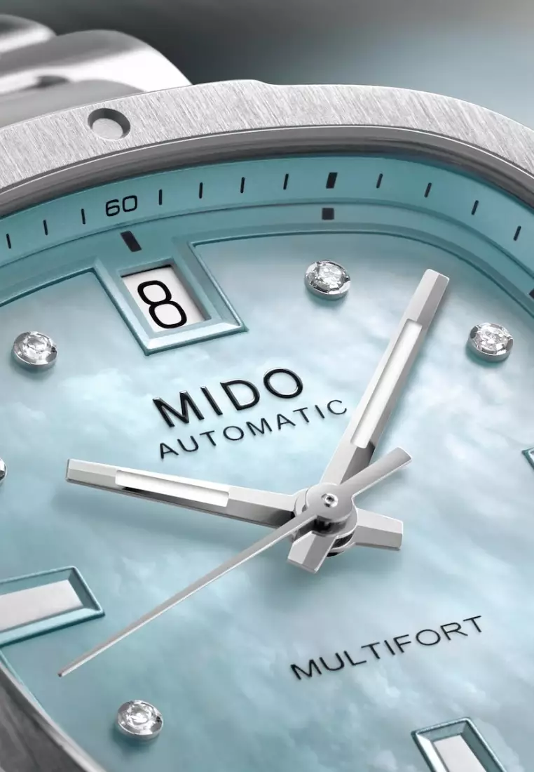 Mido Mido Multifort TV 35mm Blue Mother-Of-Pearl Dial Diamonds Index ...