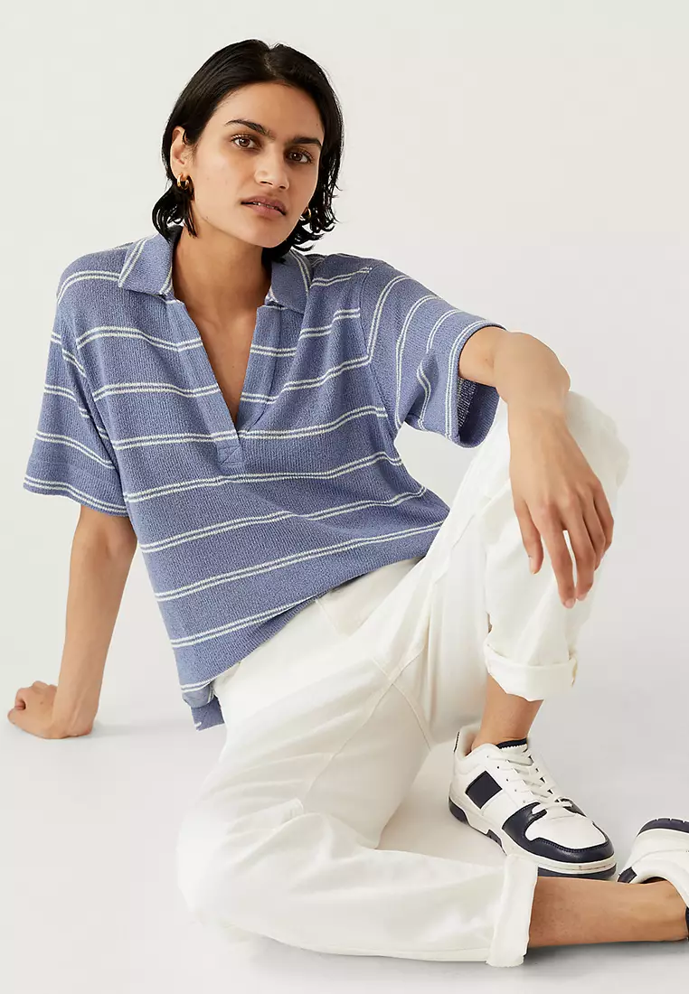 Jual Marks & Spencer Striped Textured Top Original 2026 | ZALORA ...
