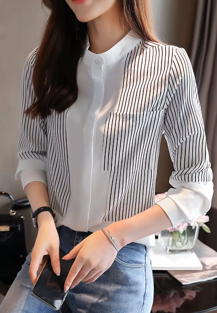 Buy Halo Stripes Pattern Blouses Online | ZALORA Malaysia