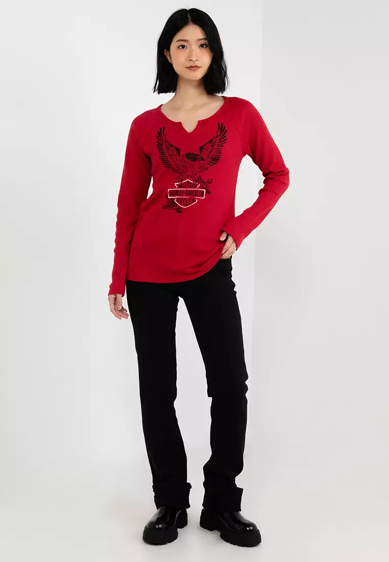 Buy Harley-Davidson Flying Eagle Long Sleeves Thermal Knit Tee Online | ZALORA Malaysia