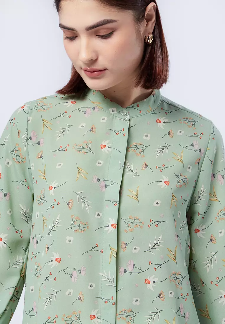 Jual Executive Printed Puff Sleeves Tunic Original 2025 | ZALORA Indonesia