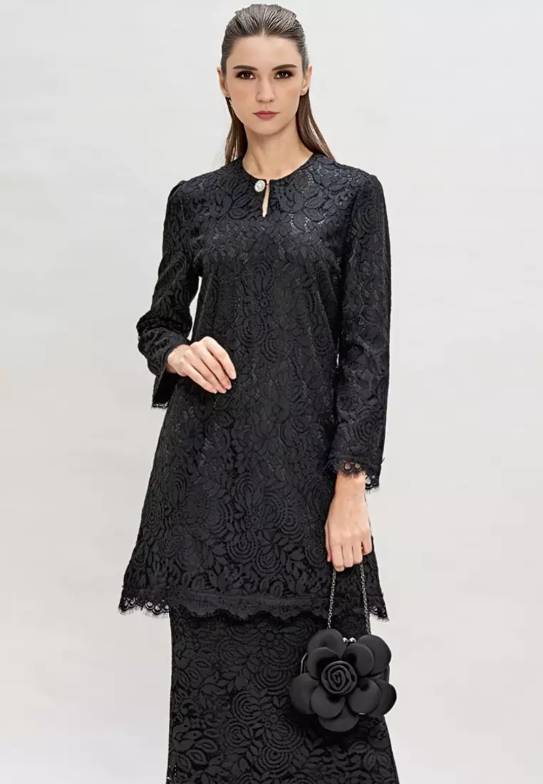 Buy Loveaisyah Black Lace Modern Baju Kurung Hari Raya Online | ZALORA ...