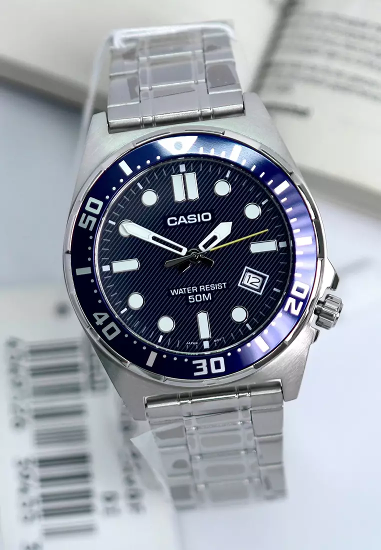 Casio Men Analog Watch MTD-135D-2AV Silver Stainless Steel Strap 2025 ...