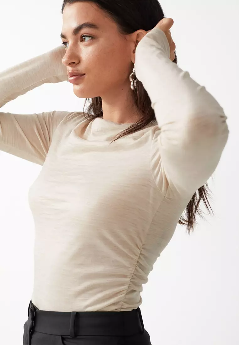 Buy And Other Stories Fitted Wool Shirred Top 2025 Online Zalora