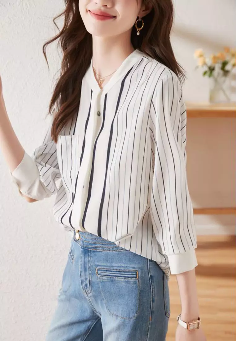 Buy Halo Stripe Pattern Blouses Online | ZALORA Malaysia