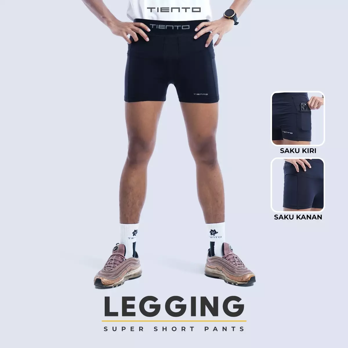Jual Tiento Tiento Celana Legging Pendek Pria Olahraga Lari Short Pants ...