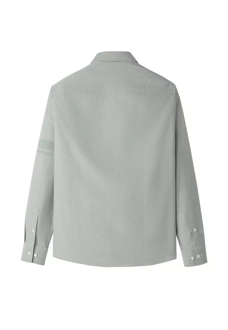 Buy HLA Oxford Fabric Pure Cotton Embroidery Business Long Sleeve ...