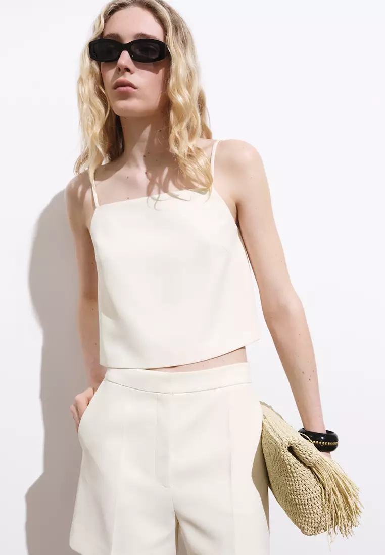 Buy Mango Buttoned Crop Top 2025 Online | ZALORA