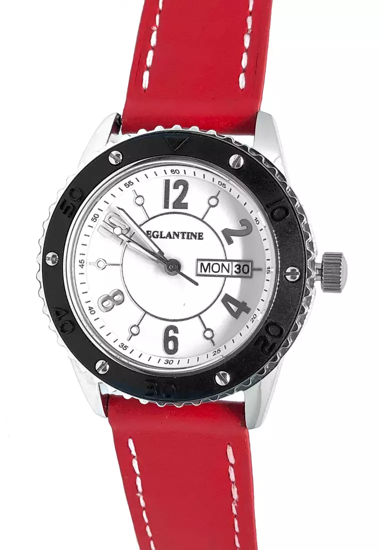 Buy EGLANTINE Vanessa Ladies Steel Quartz Watch White Dial on Red ...