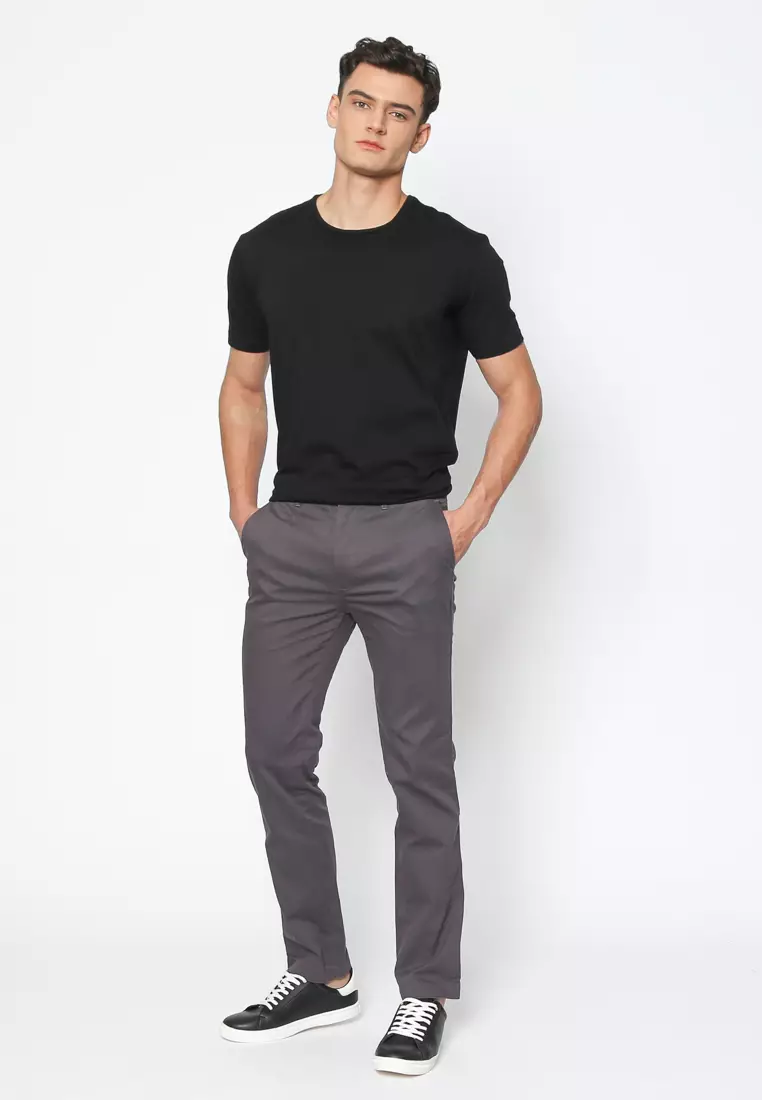 Jual Kent & Crew GREY BASIC CHINOS PANTS Original 2024 | ZALORA Indonesia