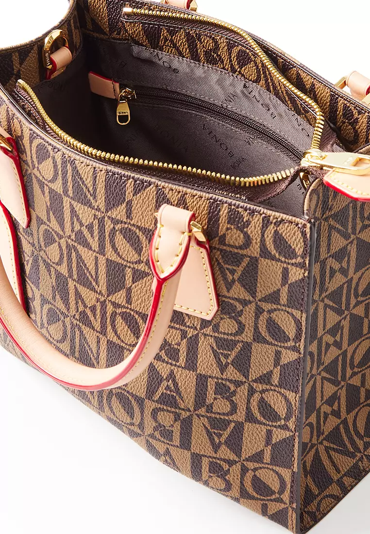 Buy BONIA Beige Veronica Monogram Small Satchel Bag 2025 Online ...