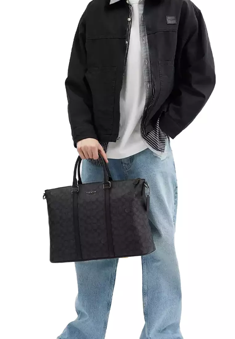 Buy Coach Caleb Work Bag In Signature Canvas CY770 2025 Online | ZALORA