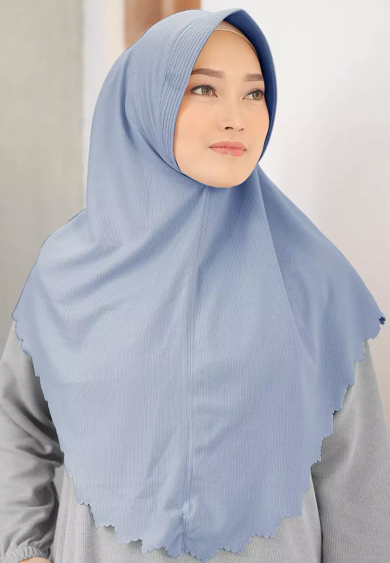 Jual zelena Zelena - Naya Knit Bergo | Hijab Instan Pad Lasercut - Blue Denim Original 2025 ...