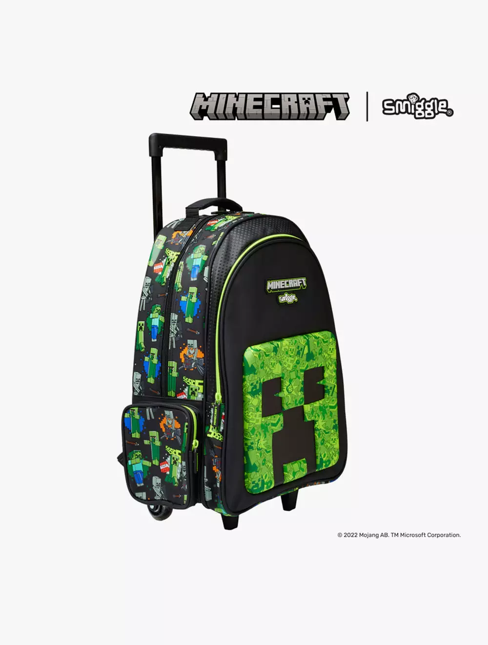 Jual Smiggle Smiggle Minecraft Trolley Backpack With Light Up Wheels ...