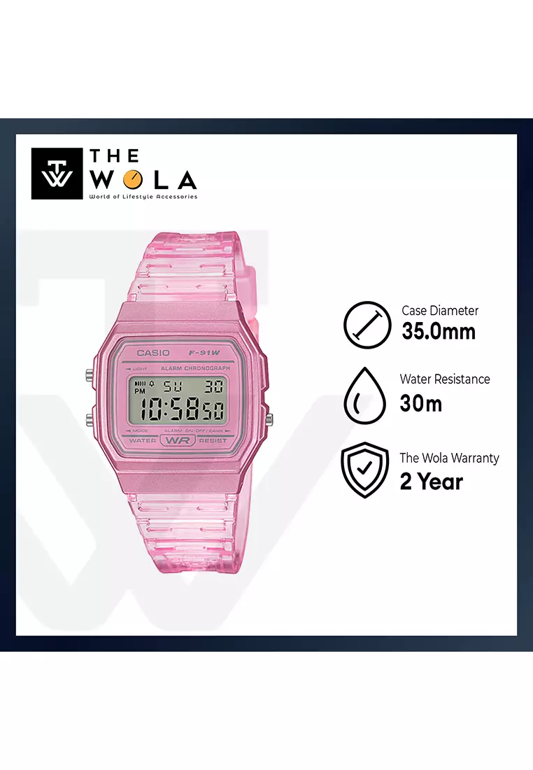 Buy Casio Watches Kid's Digital F-91WS-4 Pink Resin Band Casual Watch ...