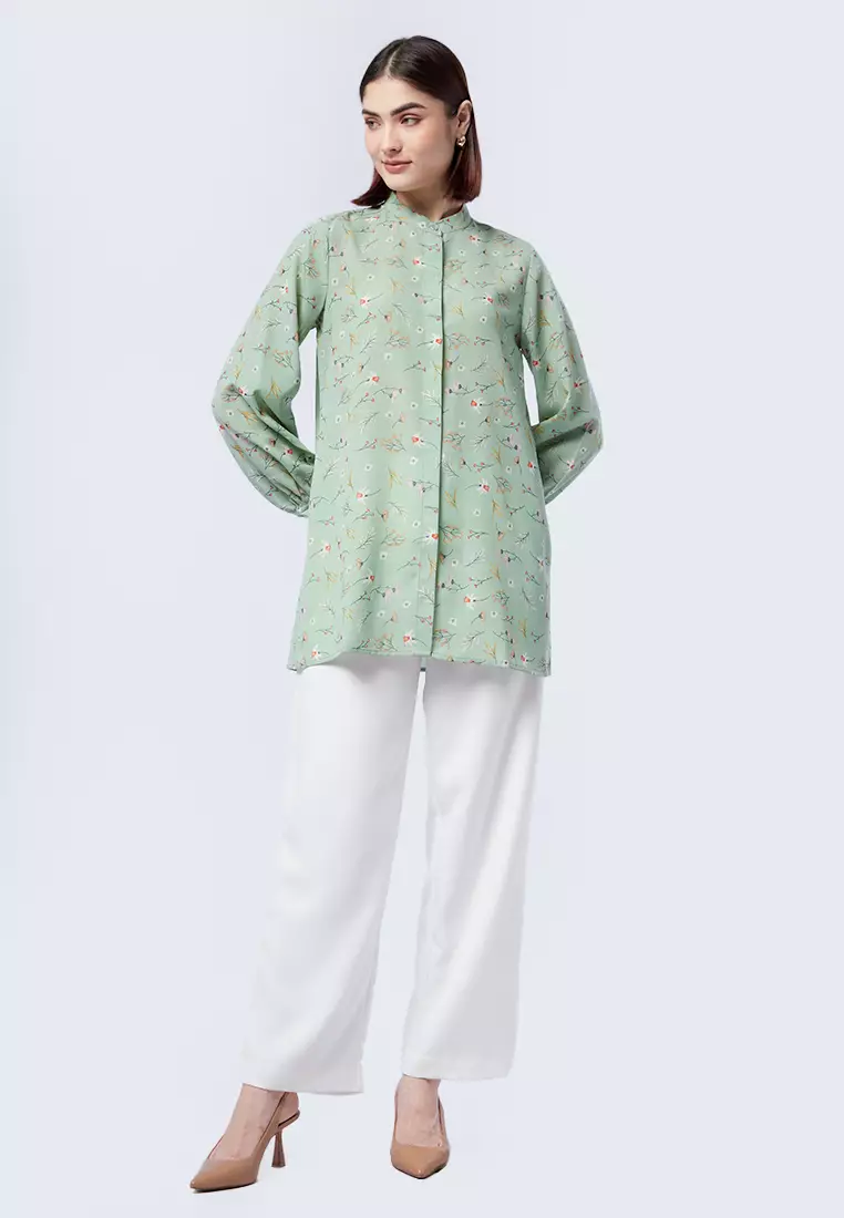 Jual Executive Printed Puff Sleeves Tunic Original 2025 | ZALORA Indonesia