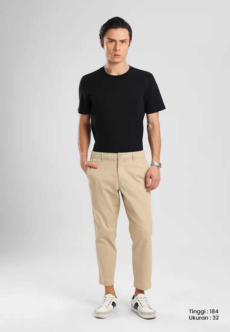 Jual Manzone MANZONE - Celana Pria Ankle Tobias 03 Relaxed Fit - Cream ...