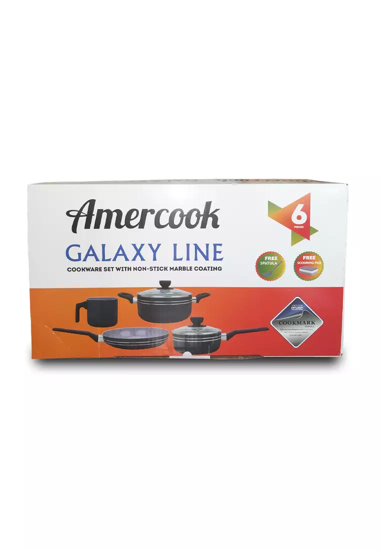 Buy Amercook 4 Pcs Galaxy Line Cookware Set with Nonstick Marble ...