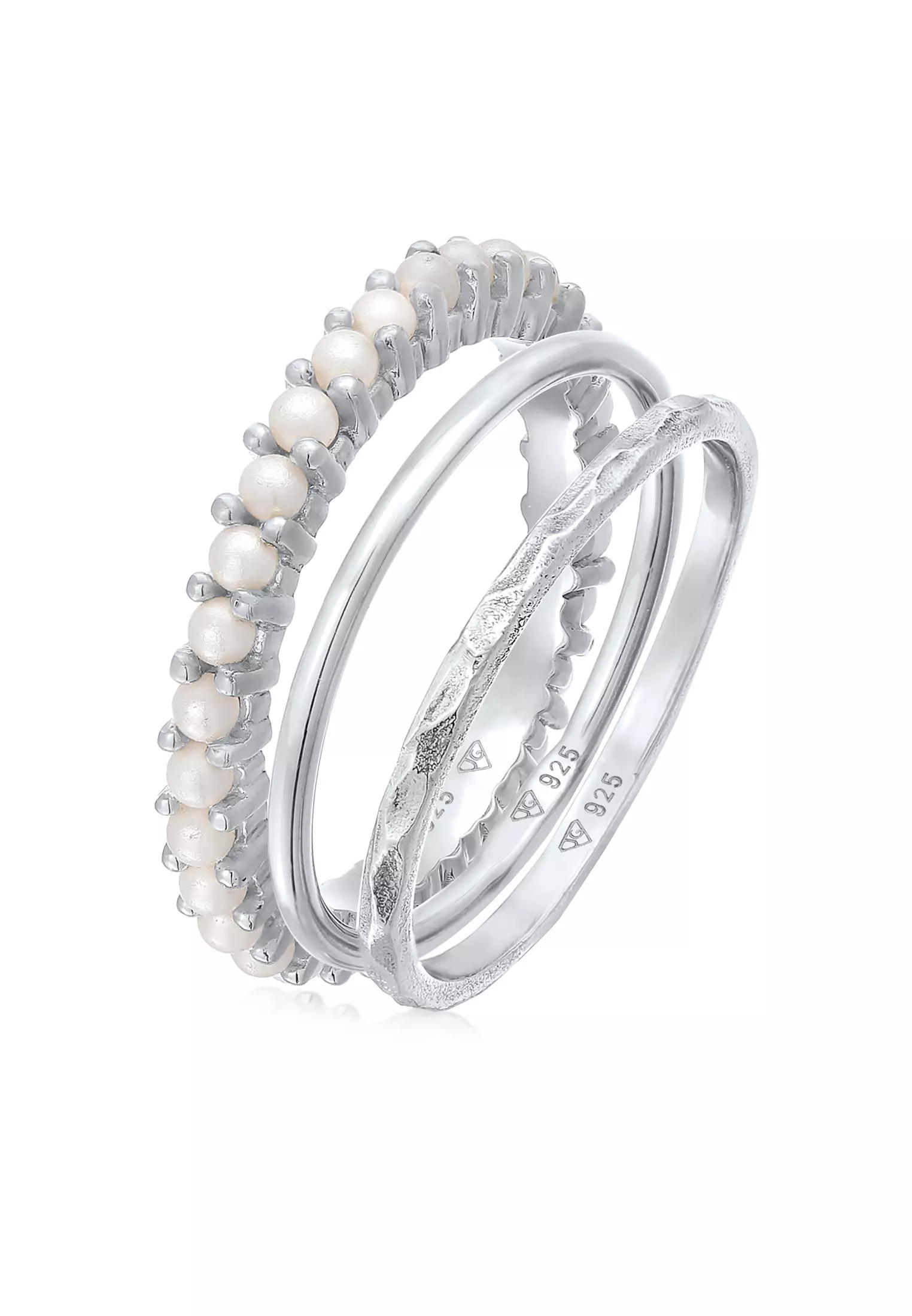 Buy ELLI GERMANY Swarovski® Pearl Stack Ring Set – 925 Silver 2026 ...