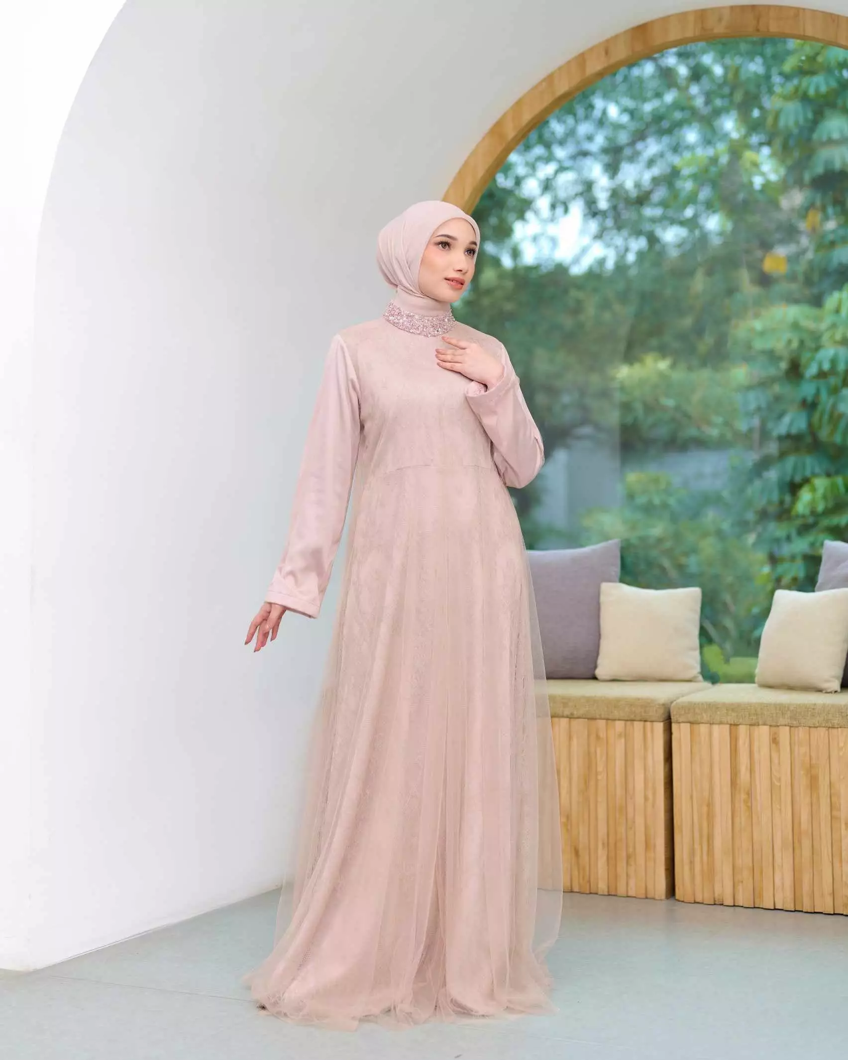 Jual TESTIMO By Sari Batubara Lyraa Gamis Pink Chantily TESTIMO bysb ...