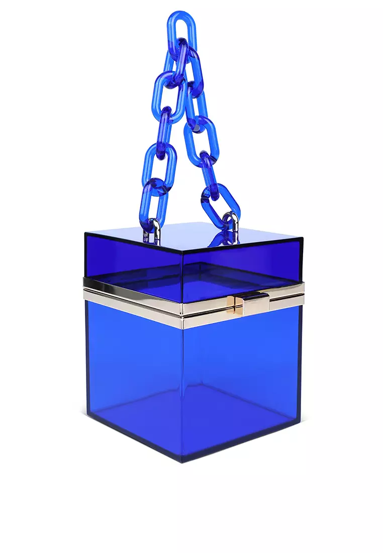 Buy London Rag Blue Cuboid Clear Box Clutch Bag Online | ZALORA Malaysia