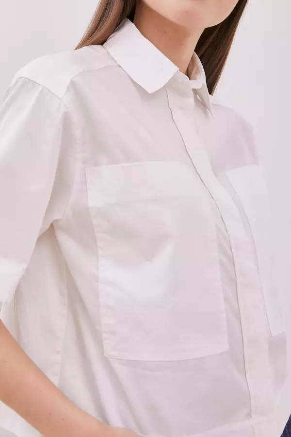 Jual Minimal MINIMAL - Dwei - Kemeja Oversize Pocket - Off White Colour ...