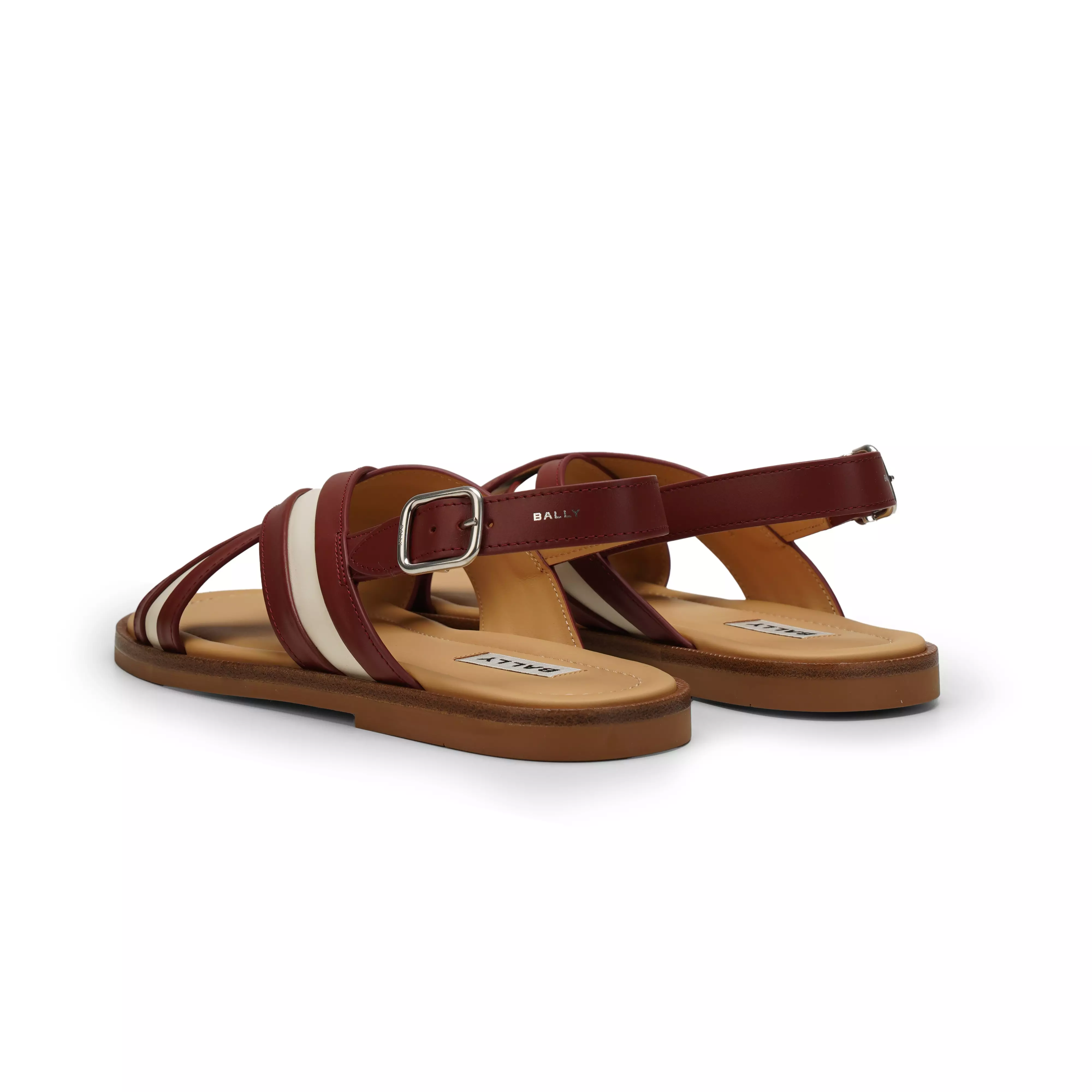 Jual BALLY Bally Garey Striped Leather Sandals - Red Original 2025 ...