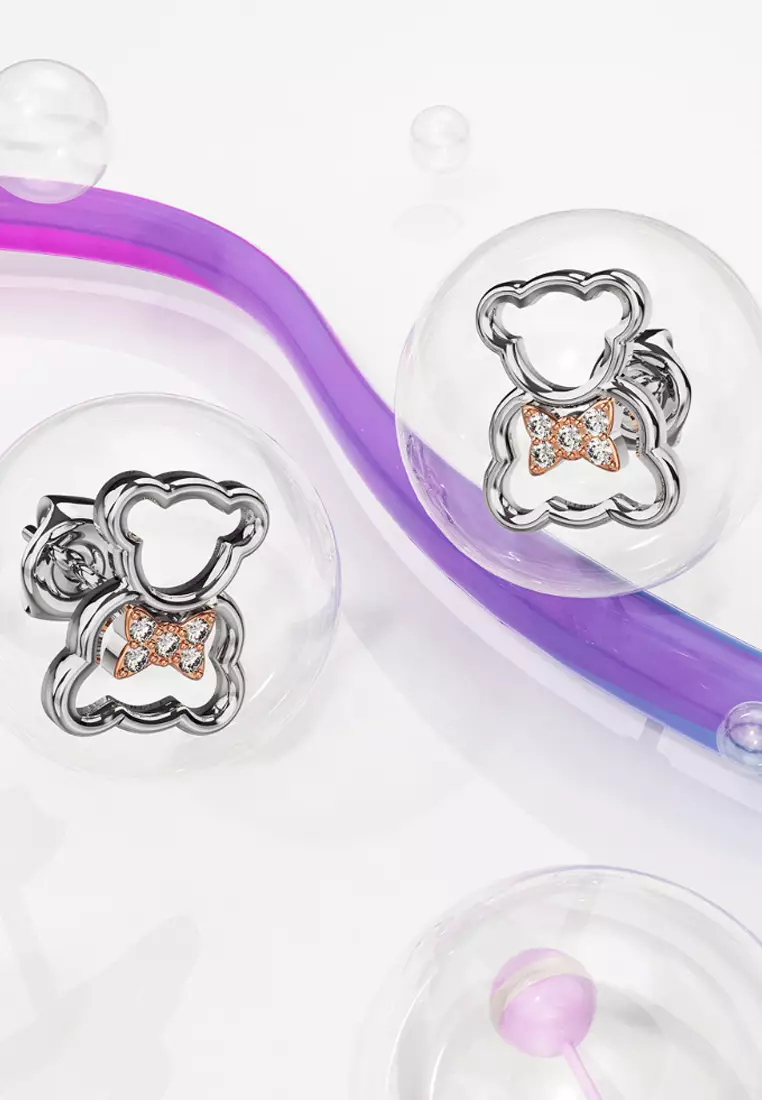 網上選購 Krystal Couture Teddy Bear with Ribbon Dual Tone Stud Earrings Embellished With SWAROVSKI ...