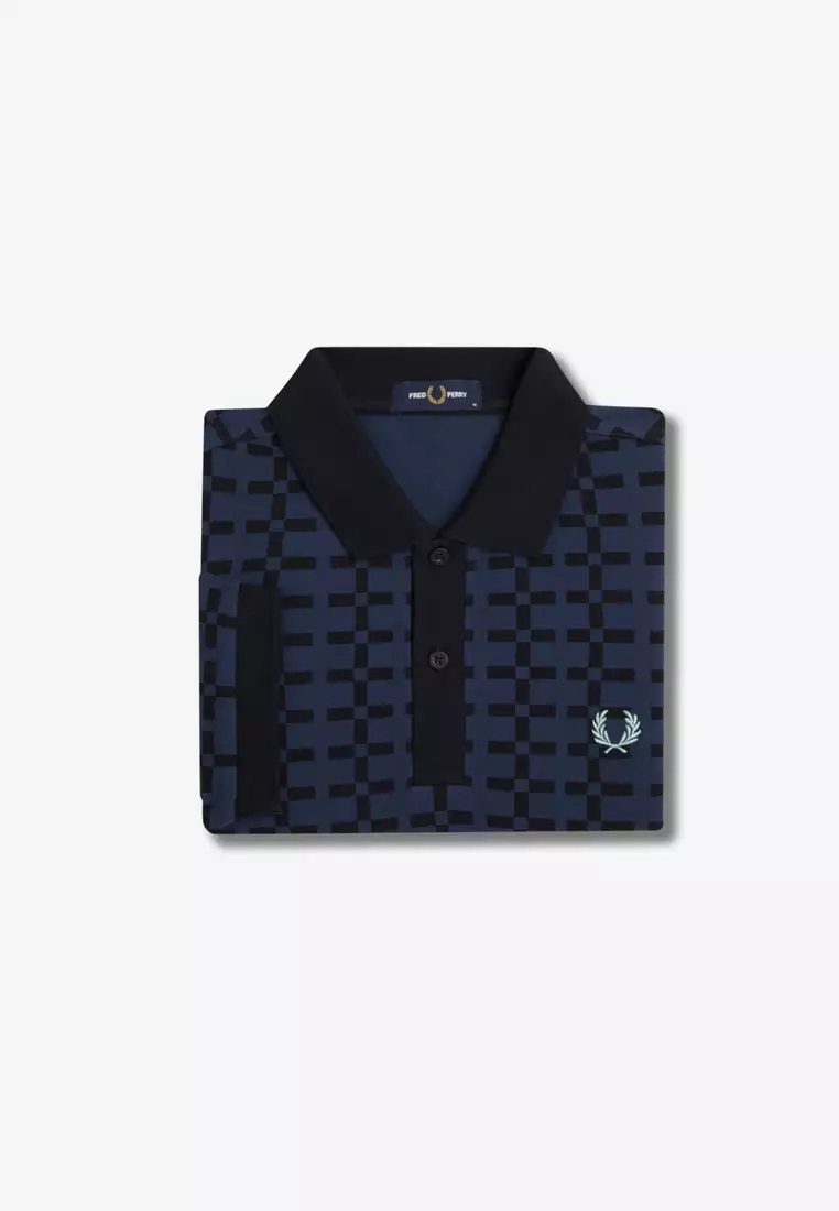 Buy Fred Perry Fred Perry M9835 JACQUARD PRINT POLO SHIRT (TENNIS BLUE ...