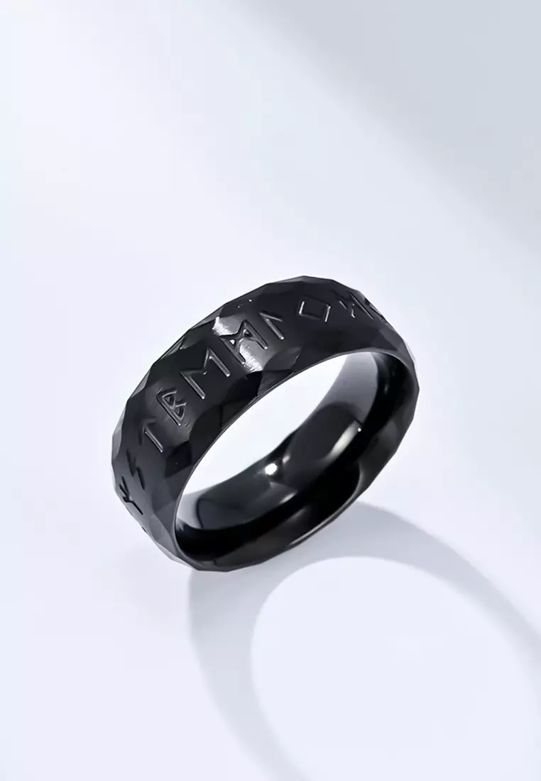 Buy HAPPY FRIDAYS Titanium Steel Stylish Runes Ring JW QF-JZ706 2024 ...