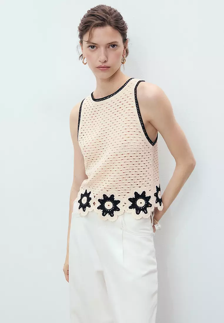 Mango Crochet Top With Floral Finishes 2025 | Buy Mango Online | ZALORA ...