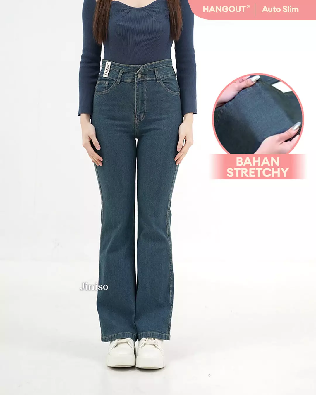 Jual JINISO Ultra Highwaist Cutbray Stretch Jeans 618 HANGOUT Original 2025 | ZALORA Indonesia