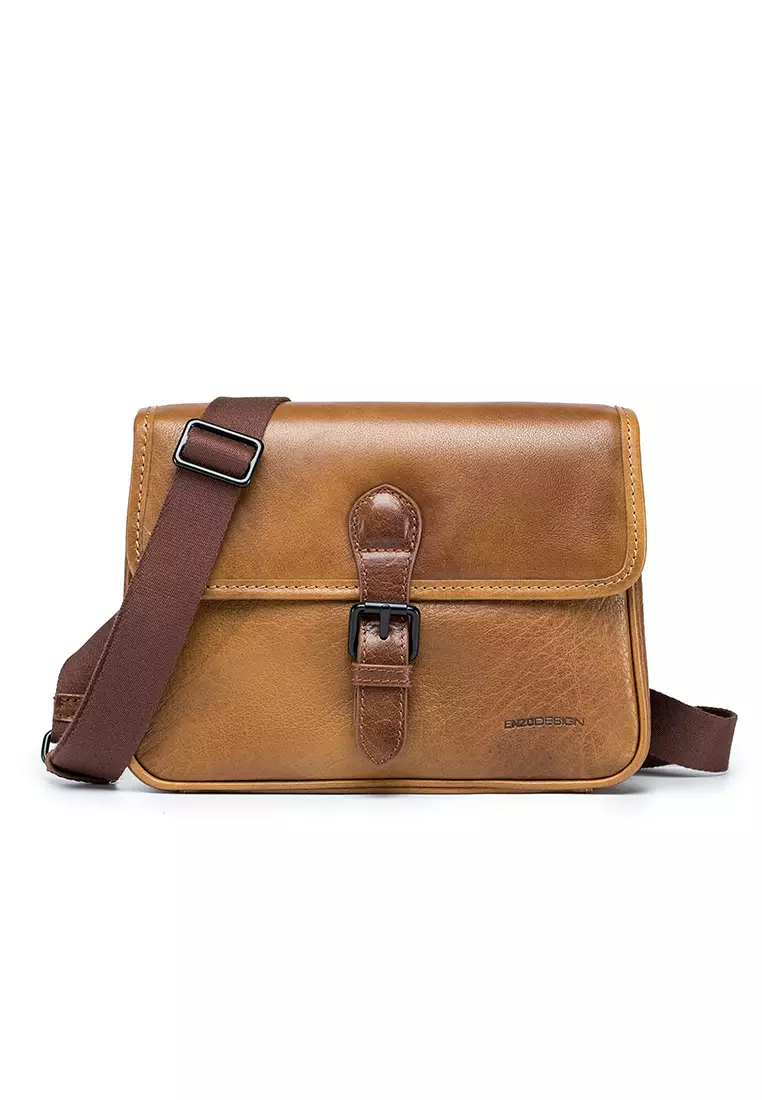 ENZODESIGN ENZODESIGN Vintage Buffalo Leather Mini Slim Shoulder Bag ...