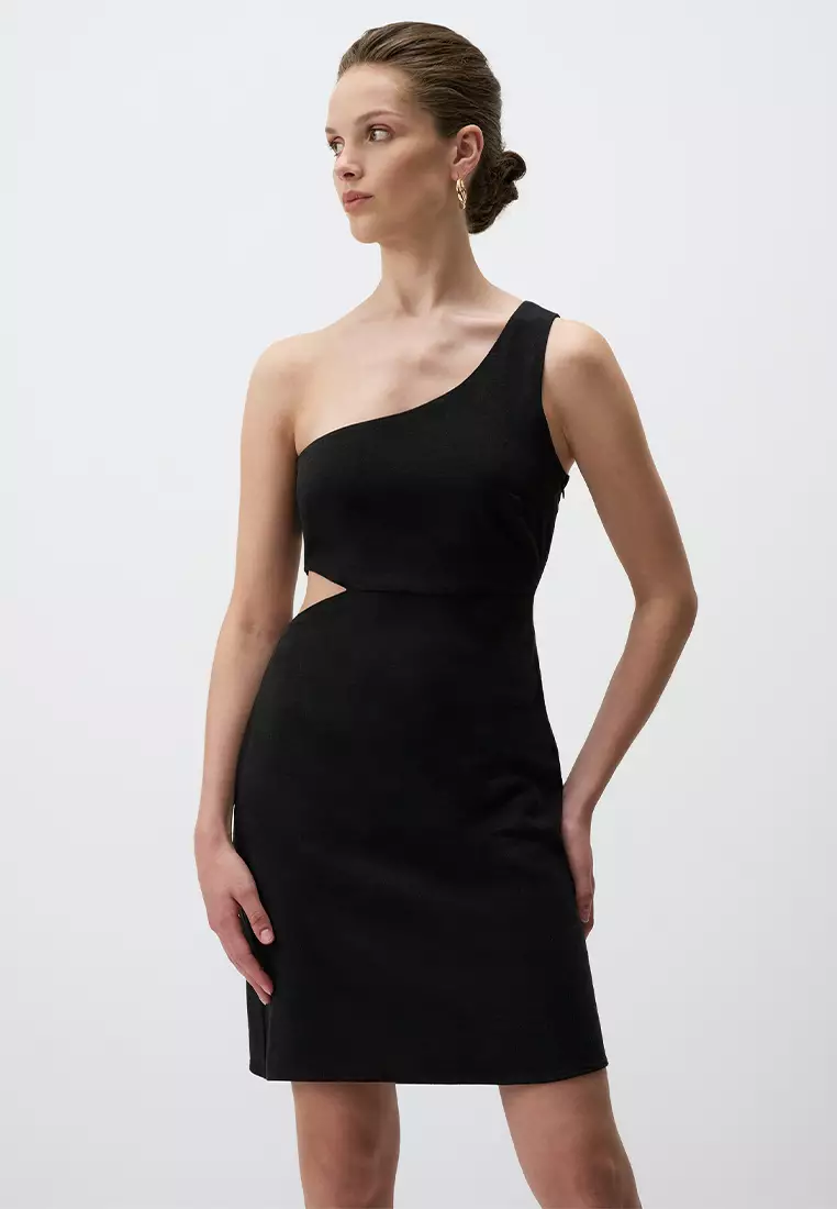 Buy Jimmy Key Jimmy Key Black One Shoulder Window Detail Mini Linen ...