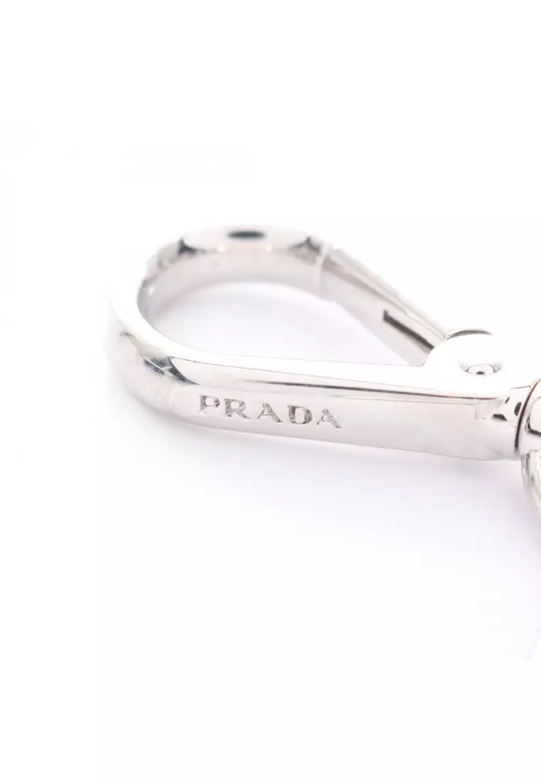 Buy Prada Pre-Loved Prada triangle logo key ring key ring Silver black ...