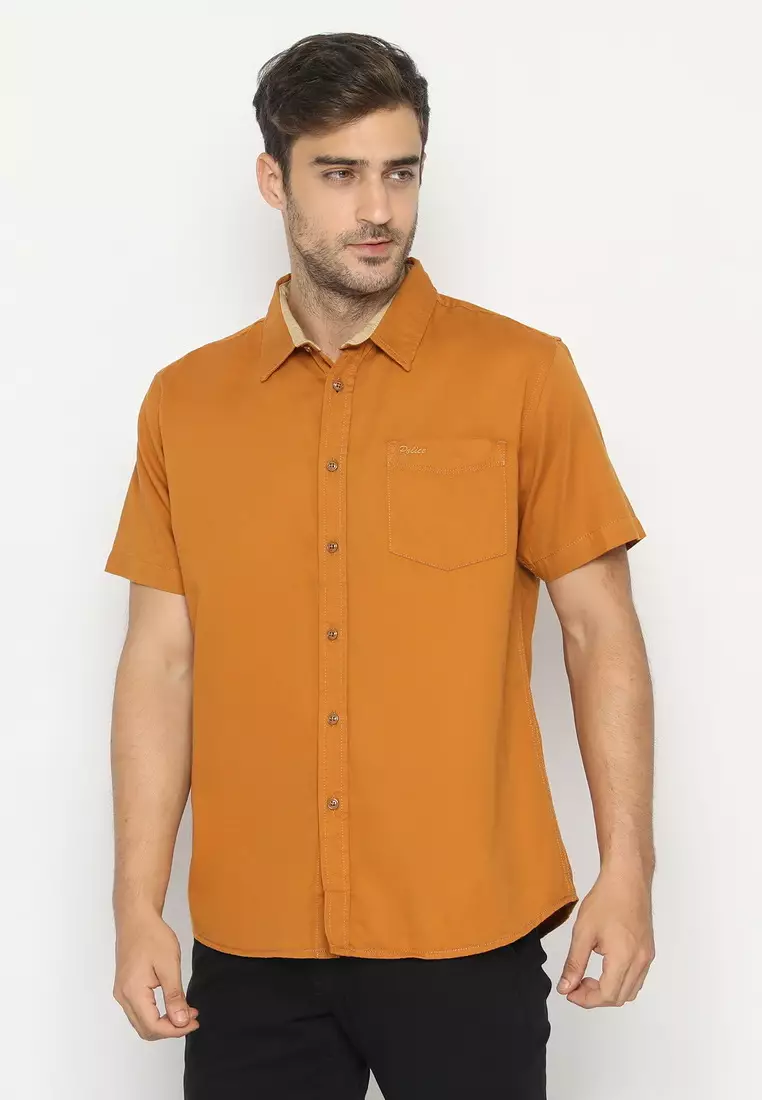 Jual Police Denim POLICE Kemeja Polos Cotton Twill Dark Yellow Regular ...