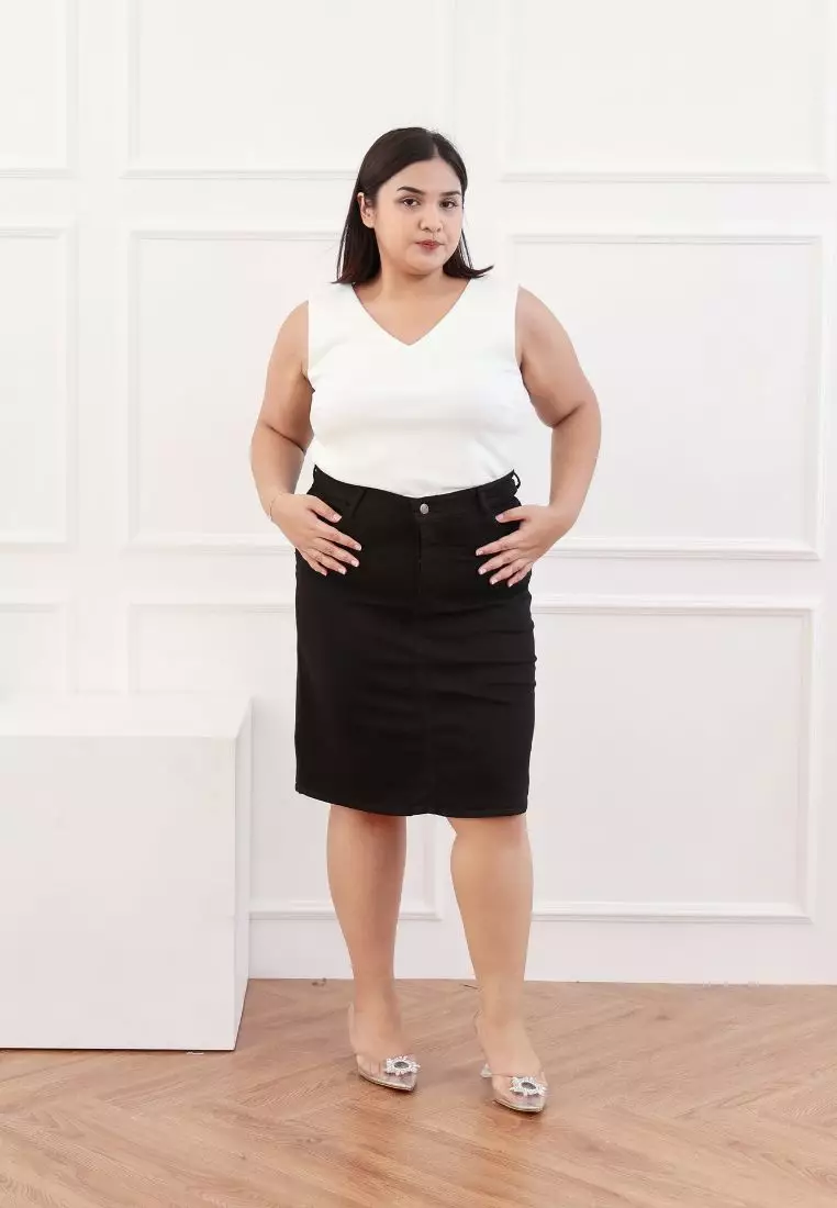 Jual Xtramiles Plus Size Denim Skirt Leah Black Original 2025 | ZALORA ...