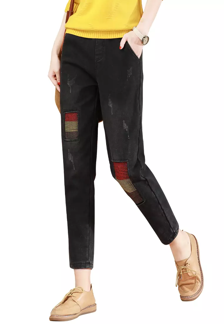 A-IN GIRLS Elastic Waist Frayed Jeans 2024 | Buy A-IN GIRLS Online ...