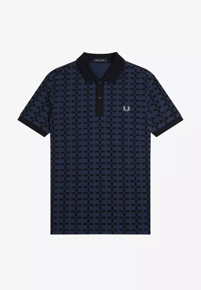 Buy Fred Perry Fred Perry M9835 JACQUARD PRINT POLO SHIRT (TENNIS BLUE ...
