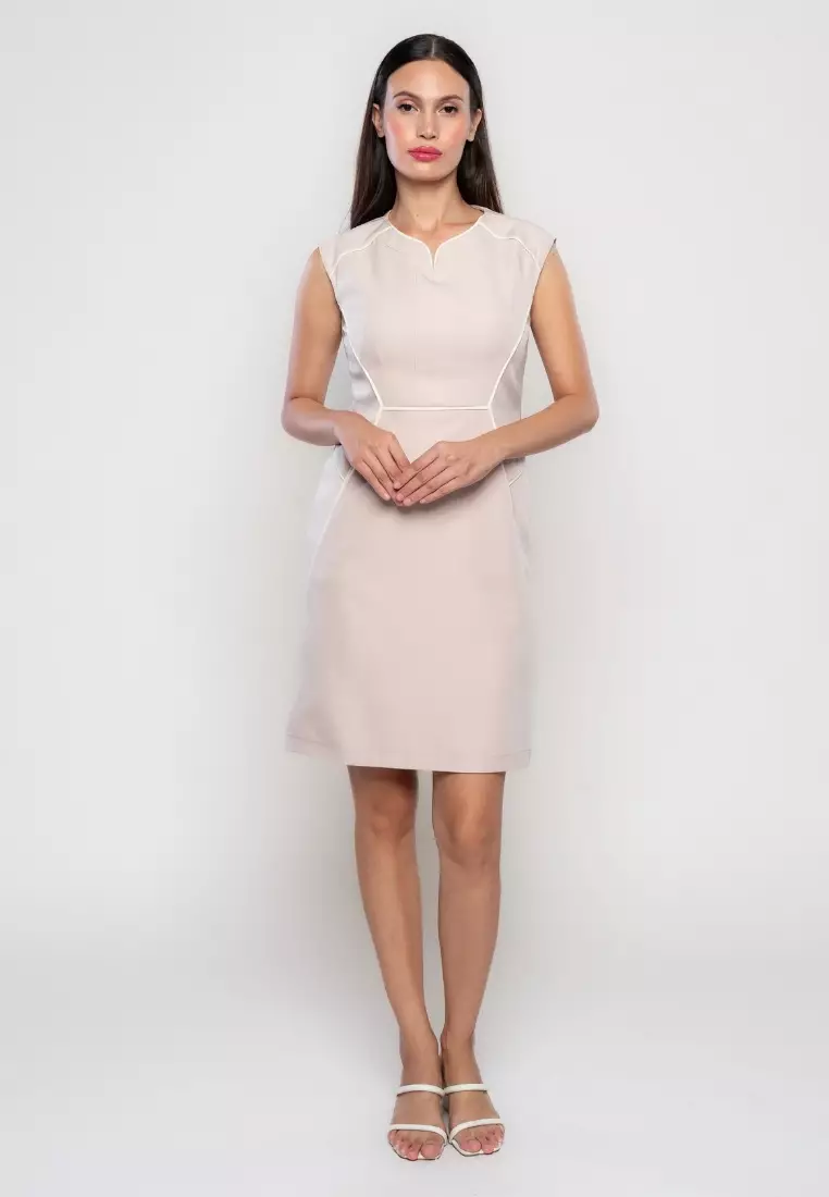 Buy Apple & Eve Clay Sleeveless Dress with Piping Details 2025 Online ...