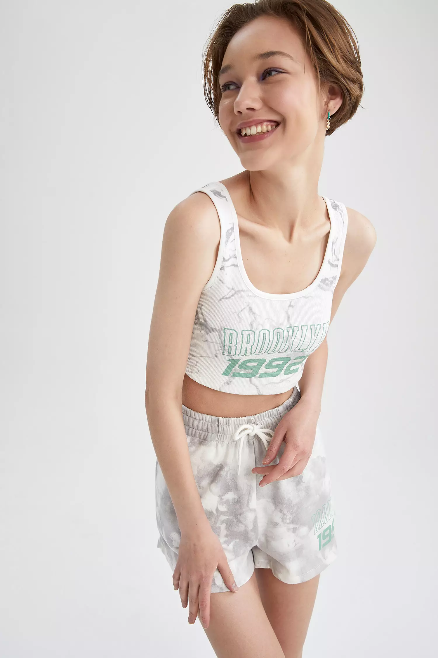 Defacto Patterned Drawstring Mini Shorts 2024 Buy Defacto Online
