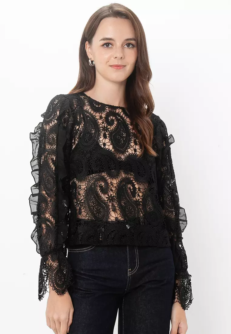 Buy ONLY Hallie Long Sleeve Lace Top Online | ZALORA Malaysia
