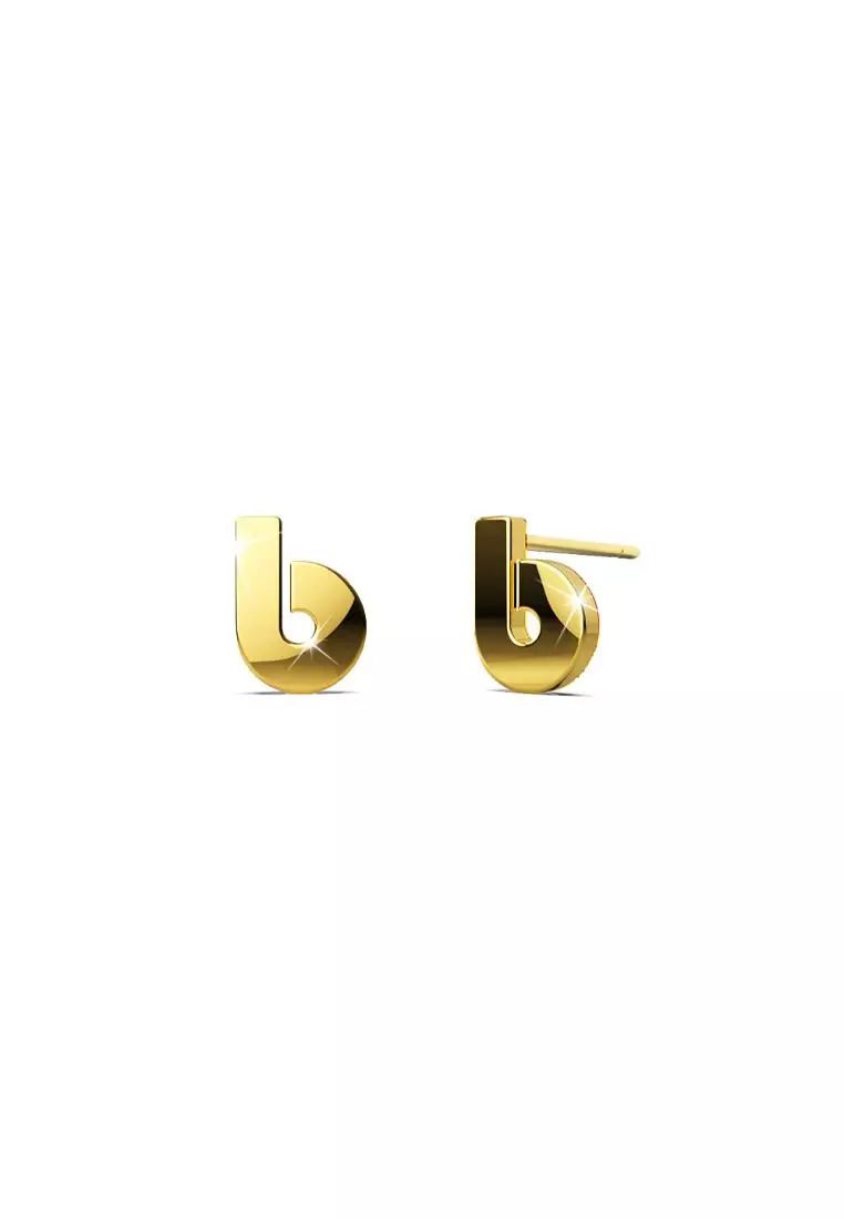 Buy Bullion Gold Bold Initial Alphabet Letter Earrings Gold Layered ...